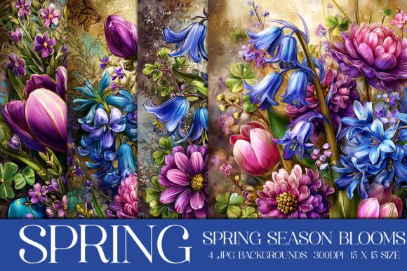 Spring Season Blooms Backgrounds, S5 Graphic by Designing with Marlo ...