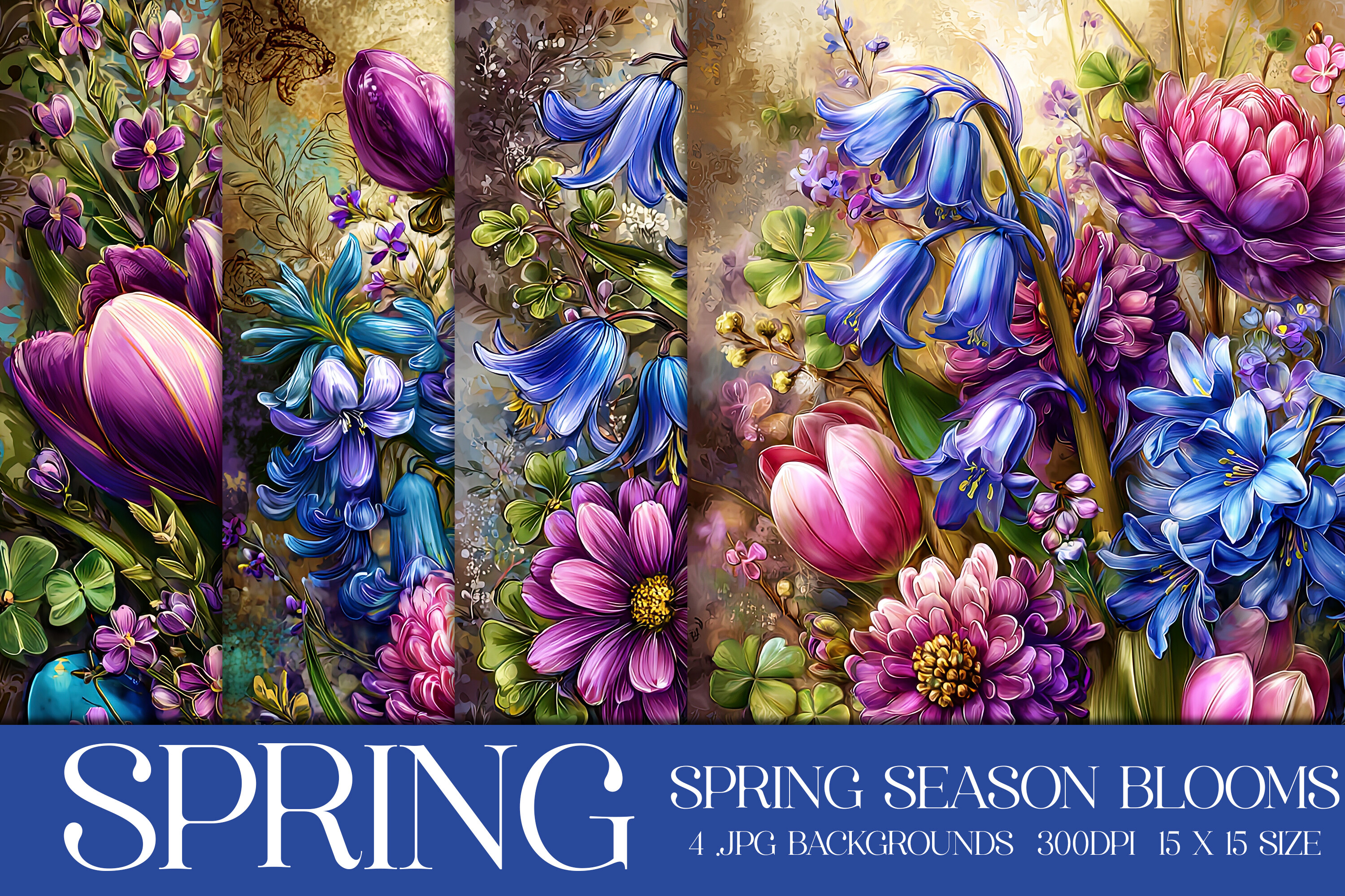 Spring Season Blooms Backgrounds, S8 Graphic by Designing with Marlo ...