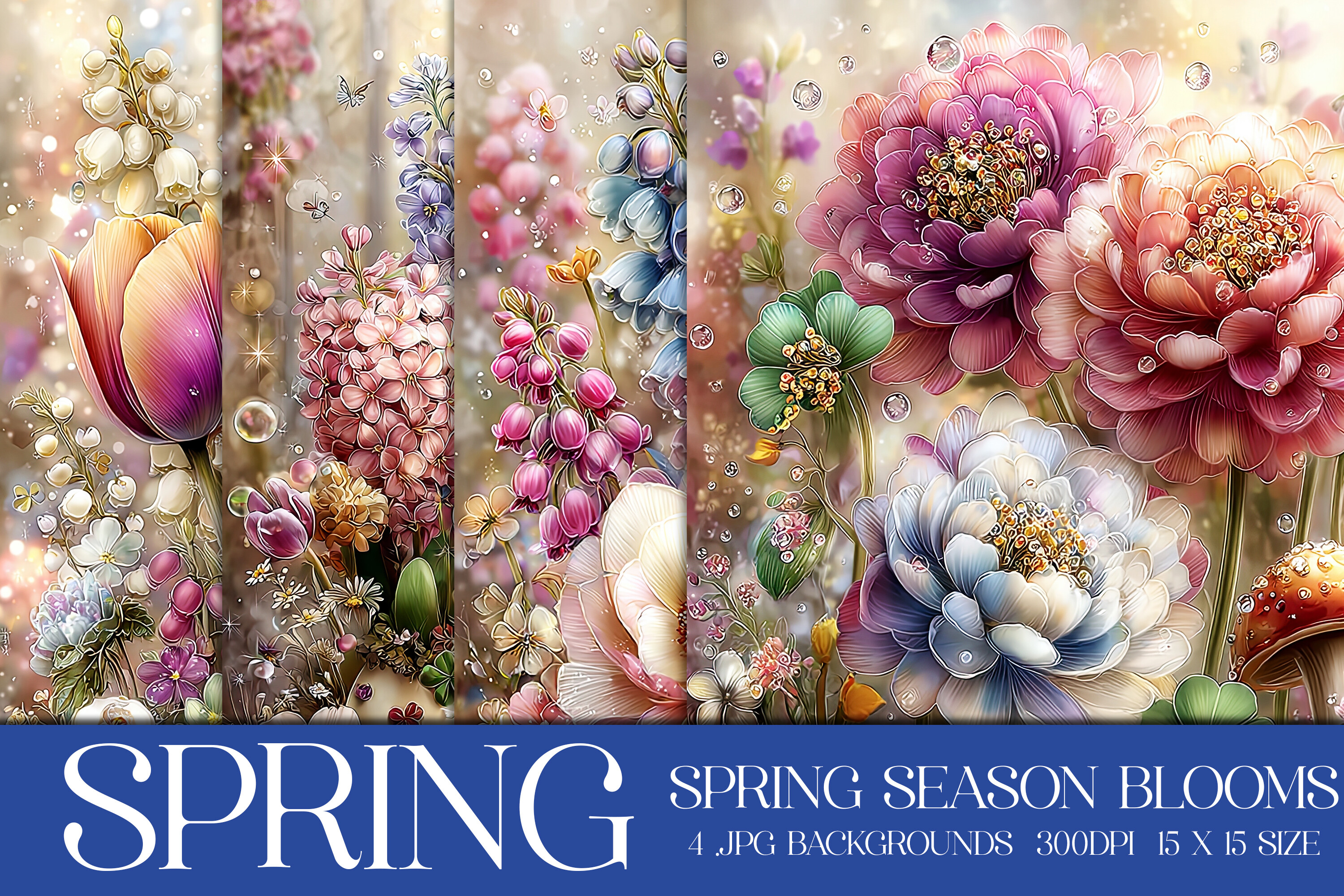 Spring Season Blooms Backgrounds, S9 Graphic by Designing with Marlo ...