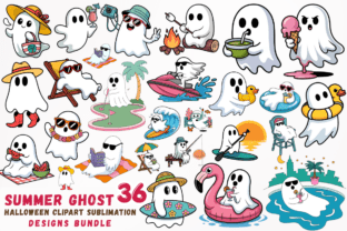 Summer Ghost Halloween Clipart Designs B Graphic by SvgDesignStudio ...