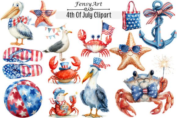 Watercolor 4th of July Clipart Graphic by FensyArt · Creative Fabrica