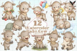 Watercolor Baby Cow Clipart PNG Graphic by VictoryHome · Creative Fabrica