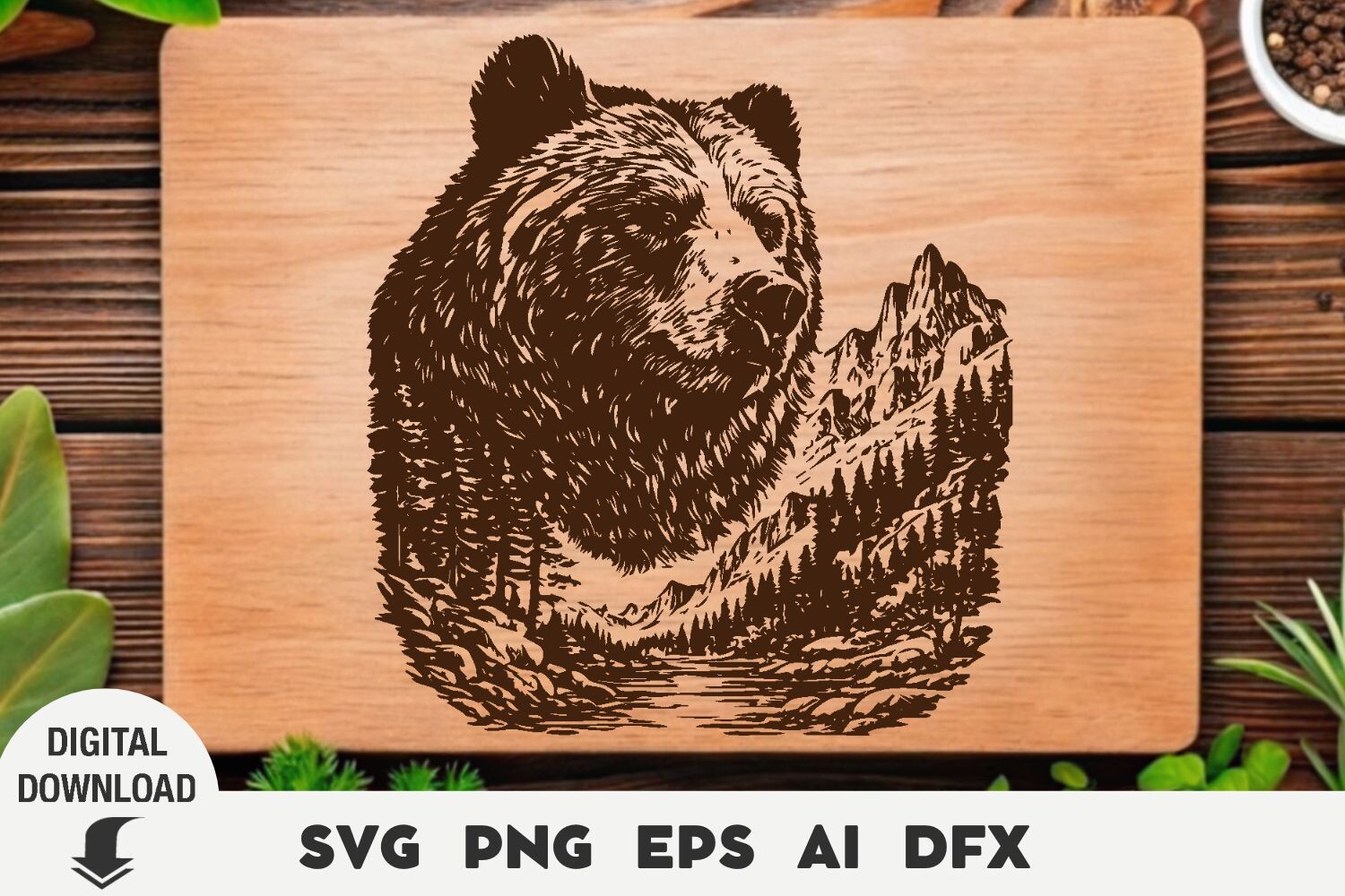 Bear Laser Engraving, Animal Cutting Graphic by OksisMG · Creative Fabrica