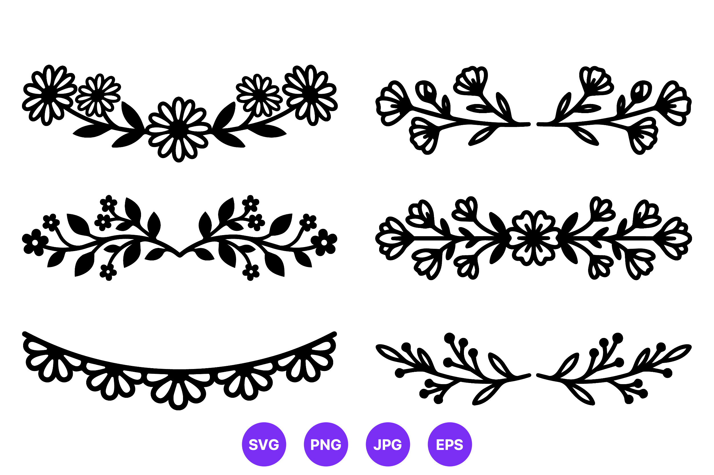 Black Floral Decorative Borders Graphic by DesignVectx · Creative Fabrica