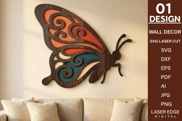 Butterfly 5 Layer Laser Cut SVG · Creative Fabrica
