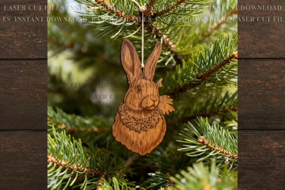 Christmas Bunny Ornament Svg Laser Cut Graphic by Cornelia · Creative ...