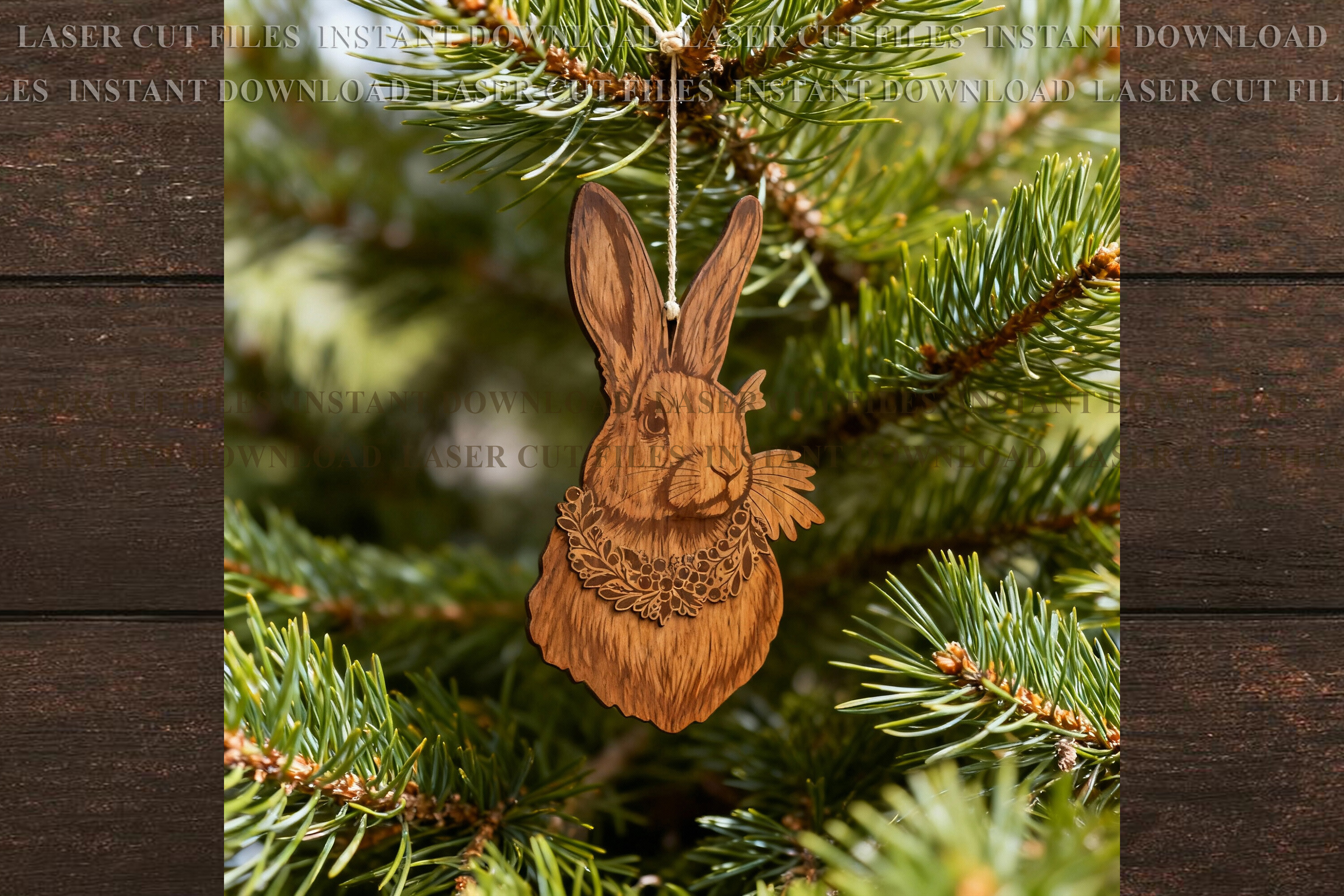 Christmas Bunny Ornament Svg Laser Cut Graphic by Cornelia · Creative ...