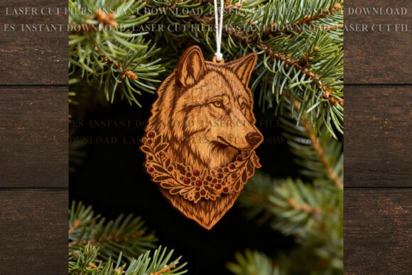 Christmas Wolf Ornament Svg Laser Cut Graphic by Cornelia · Creative ...