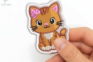 Cute Cat Patch Embroidery Design · Creative Fabrica
