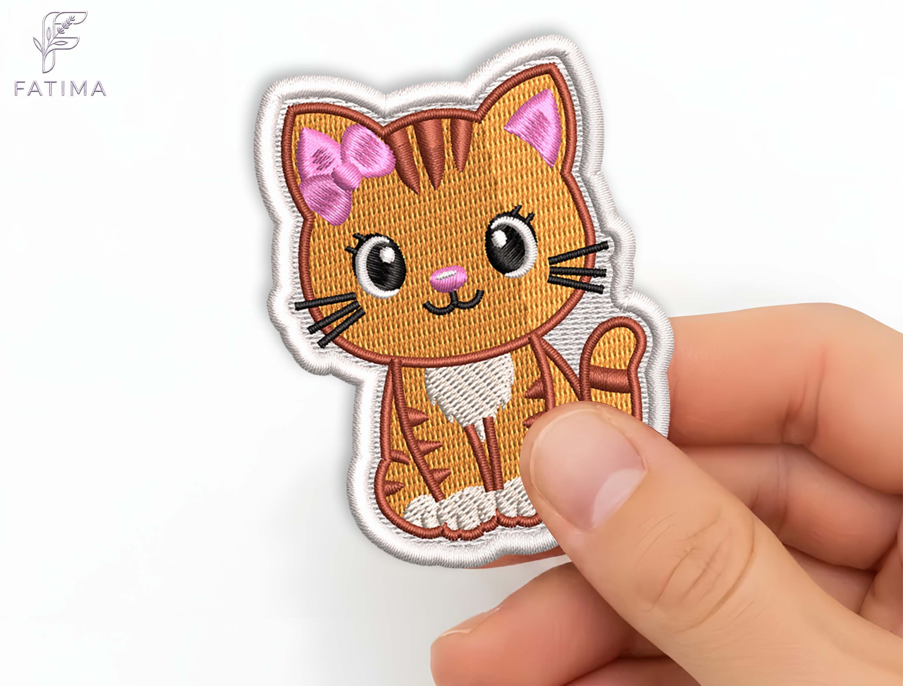 Cute Cat Patch Embroidery Design · Creative Fabrica