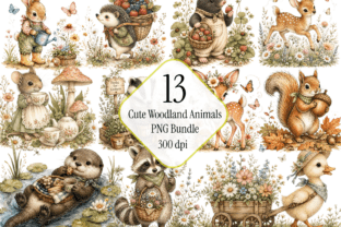 Cute Woodland Animals PNG Bundle Graphic by Craftcity · Creative Fabrica