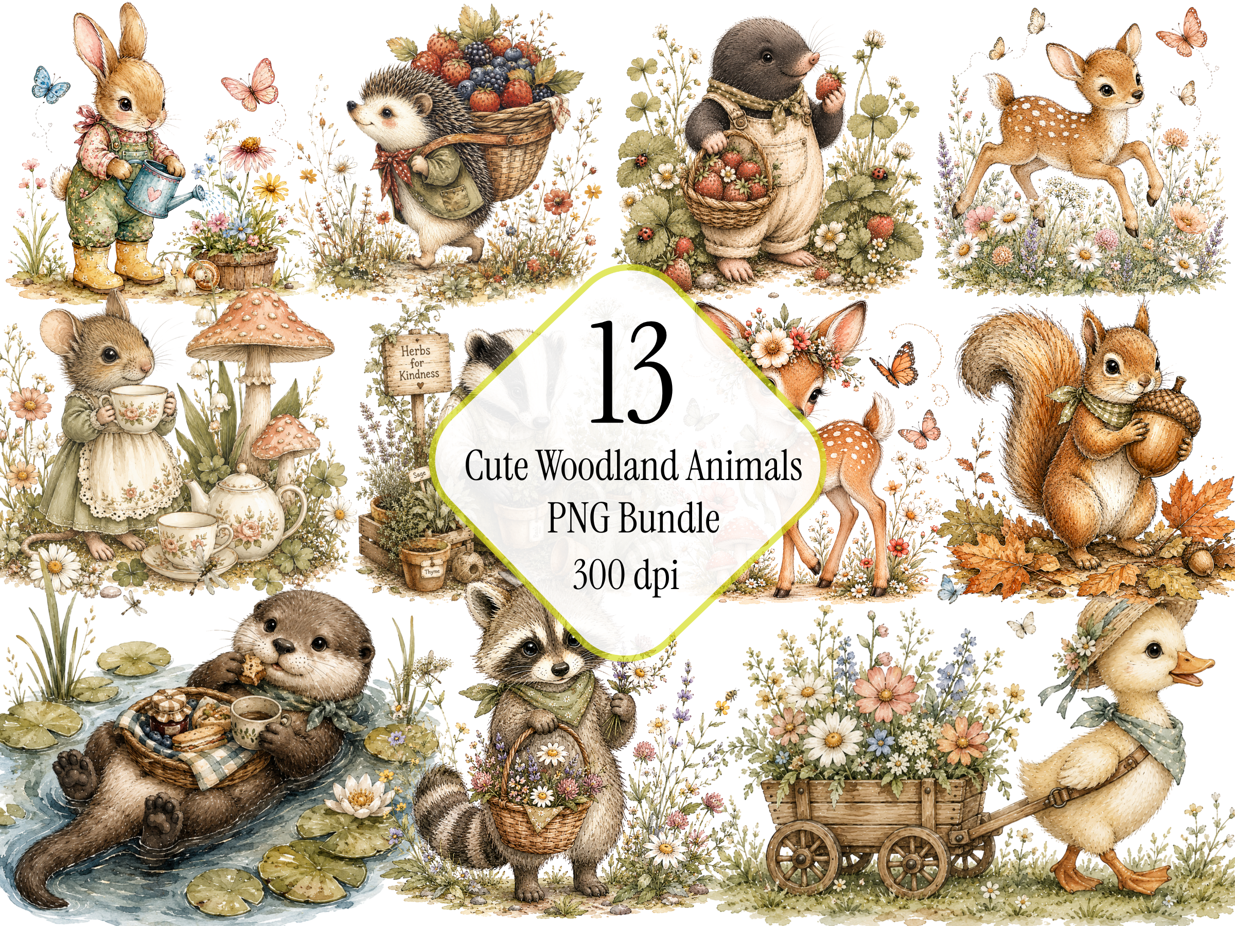 Cute Woodland Animals PNG Bundle Graphic by Craftcity · Creative Fabrica