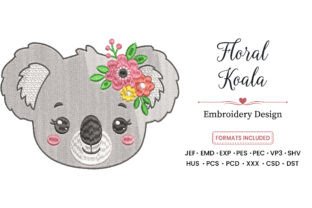 Floral Koala Embroidery Design · Creative Fabrica