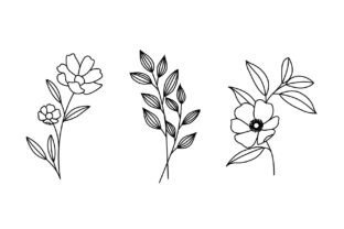 Flowers and Leaves Botanical Line SVG Graphic by subujayd · Creative ...