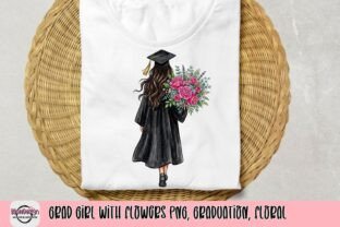 Grad Girl with Flowers PNG, Graduation, Floral Graphic by BbowDesign ...