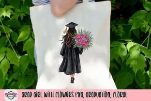Grad Girl with Flowers PNG, Graduation, Floral Graphic by BbowDesign ...