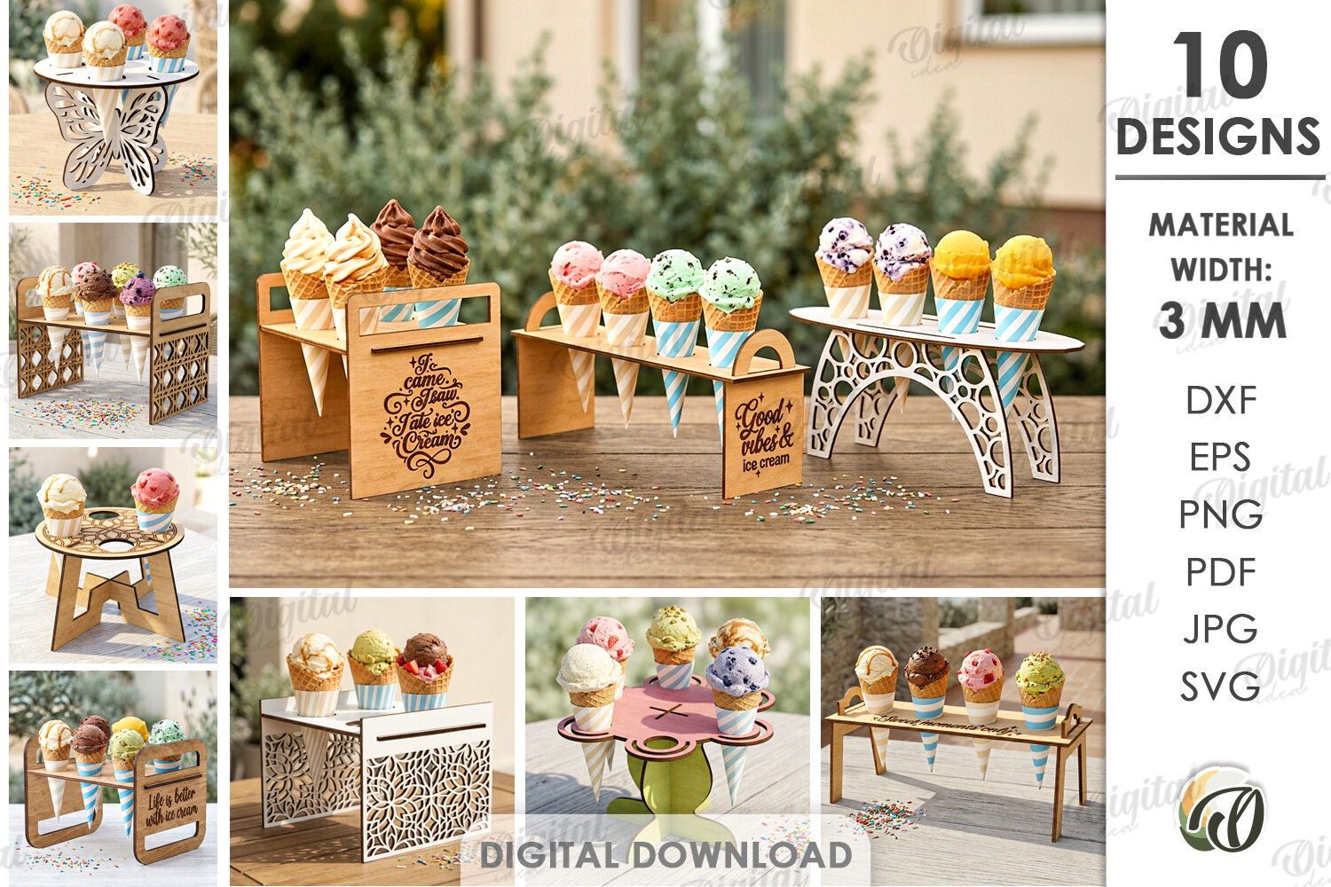 Ice Cream Cone Holders Bundle Laser Cut · Creative Fabrica