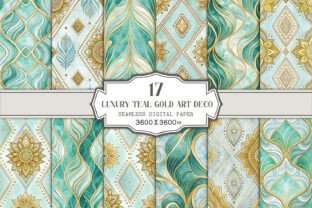 Luxury Teal Gold Art Deco Seamless Graphic by Vectornest12 · Creative ...