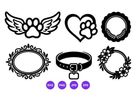 Pet Paw Wings Collar Floral Icon Vector Graphic by DesignVectx ...