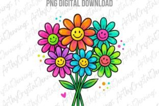 Retro Happy Face Flower Bouquet PNG Graphic by ArtbyCrystalJennings ...