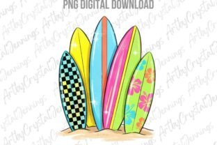 Retro Summer Surfboard Clipart PNG Graphic by ArtbyCrystalJennings ...