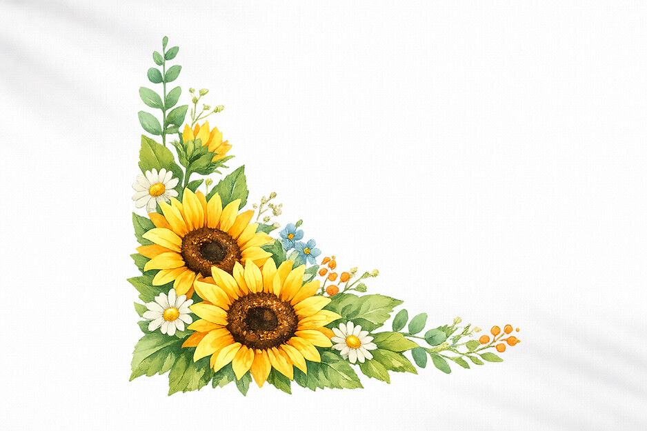 Sunflower Floral Corner PNG Clipart Graphic by TrendyCreative ...