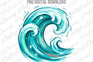 Watercolor Ocean Wave Clipart PNG Graphic by ArtbyCrystalJennings ...