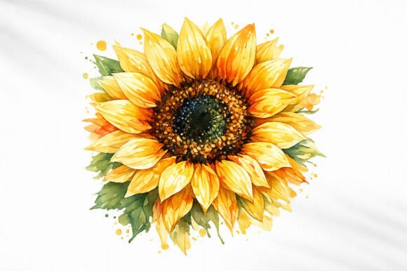 Watercolor Sunflower Close-Up PNG Graphic by TrendyCreative · Creative ...