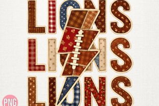 Western Patchwork Lions Football PNG Graphic by MOON CREATION ...