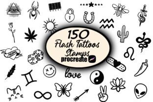 150 Flash Tattoos Stamps for Procreate Graphic by Viktoria Scsoka ...