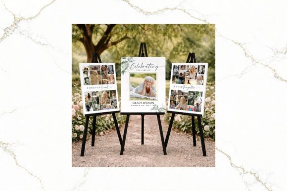 3 Panel Funeral Collage Canva FR007 Graphic by TyphoonStudio · Creative ...