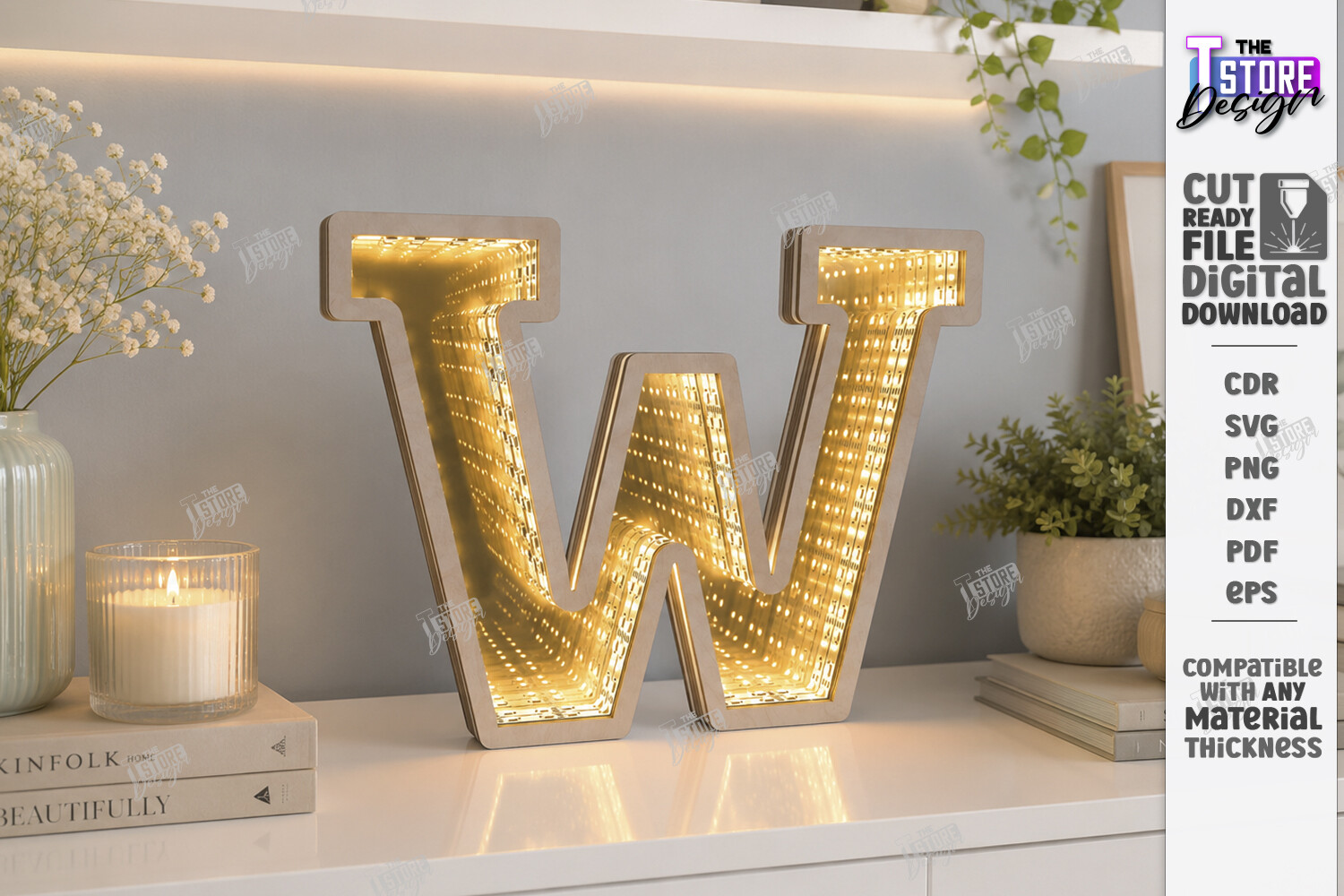 3D Infinity Mirror Letter Laser Cut |CNC · Creative Fabrica