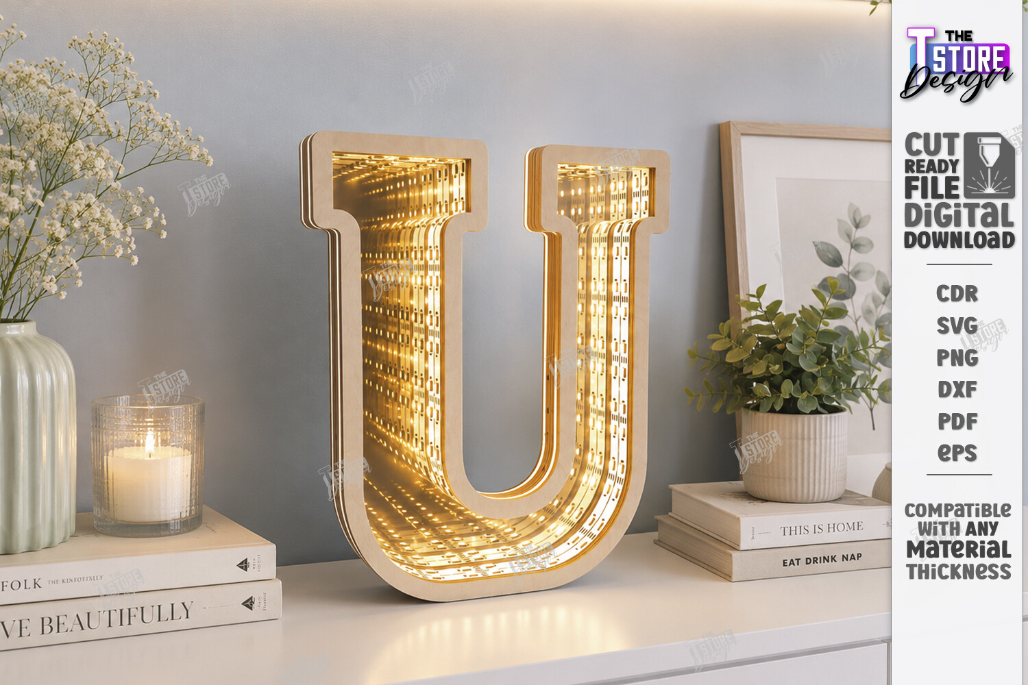 3D Infinity Mirror Letter Laser Cut |CNC · Creative Fabrica