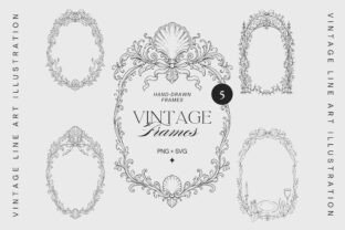 5 Vintage Baroque Frames Graphic by NassyArt · Creative Fabrica