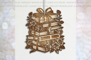 Book Stacks Roses Ornament Svg Laser Cut Graphic by Cornelia · Creative ...