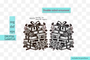 Book Stacks Roses Ornament Svg Laser Cut Graphic by Cornelia · Creative ...