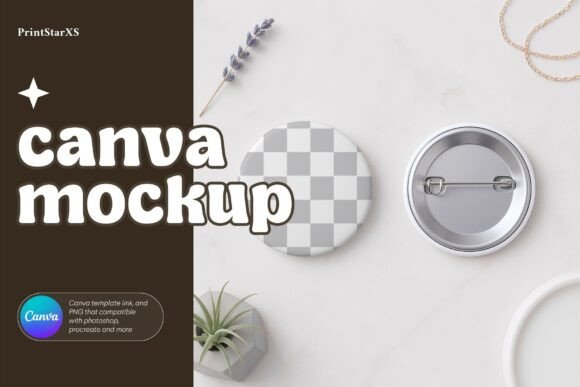 Button Pin Badge Canva Mockup PNG Custom Graphic by PrintStarXS ...