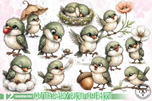 Cute Baby Bird Clipart PNG Graphic by mfreem · Creative Fabrica