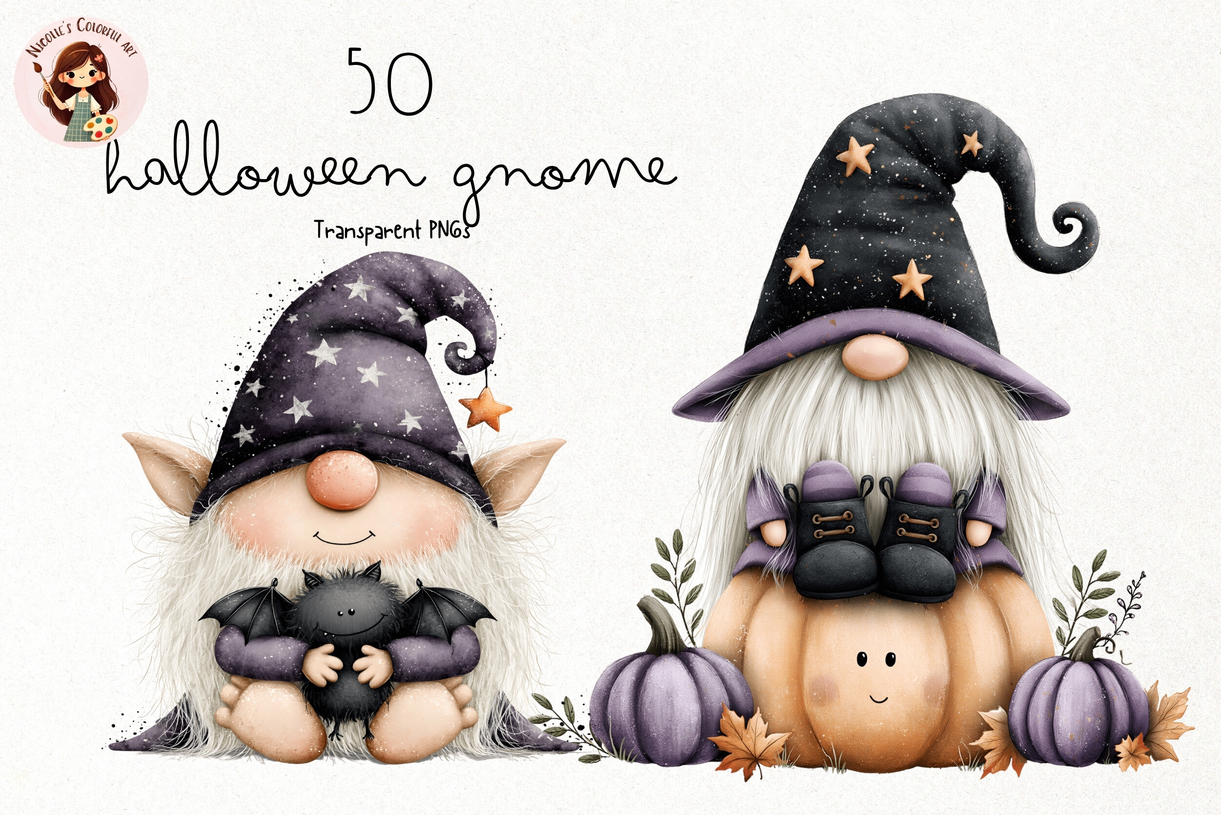 Cute Halloween Gnome PNG Clipart Graphic by Nicolle's Colorful Art ...