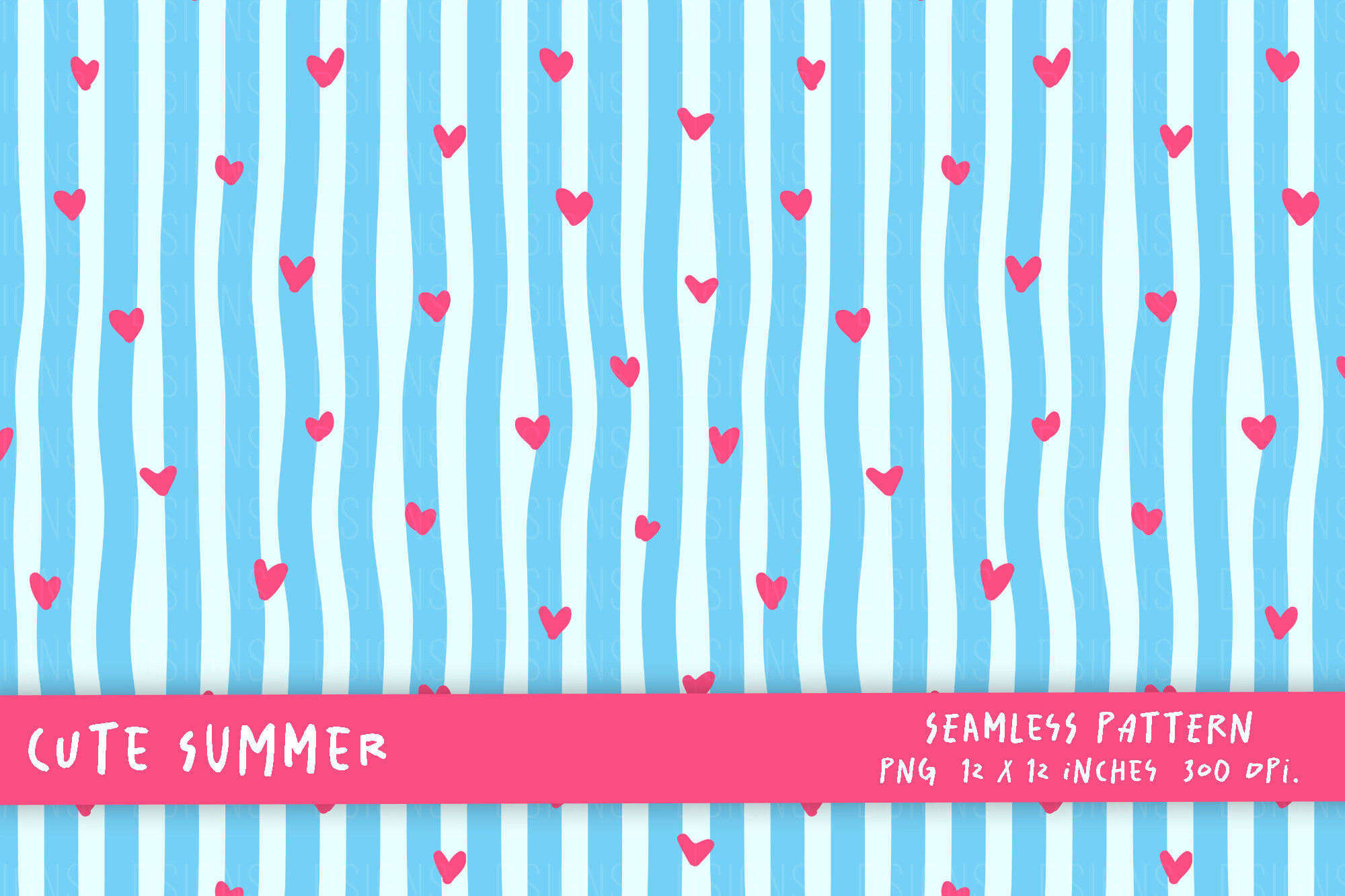 Cute Summer Blue Striped Background PNG Graphic by DSIGNS · Creative ...