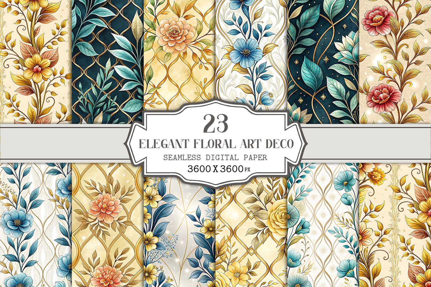 Elegant Floral Art Deco Seamless Pattern Graphic by Vectornest12 ...