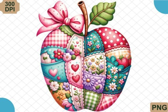 Floral Coquette Apple Patchwork PNG Graphic by Design store · Creative ...