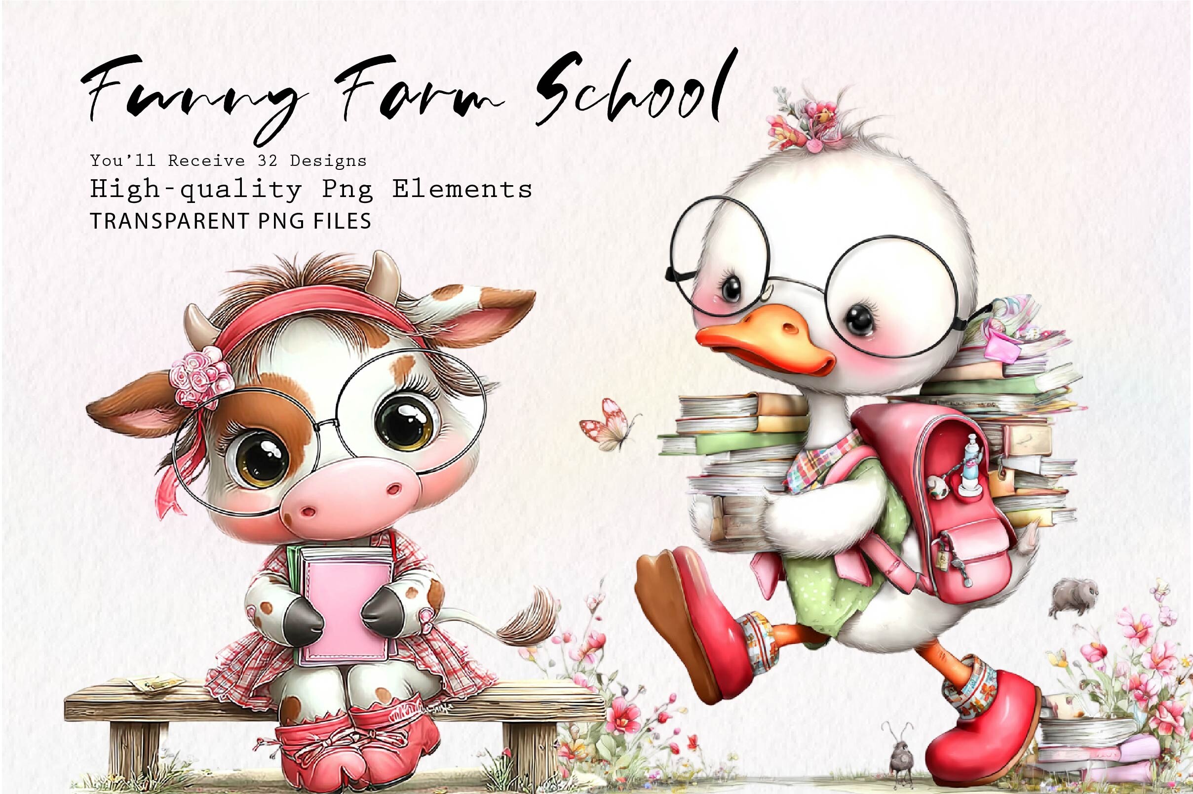 Funny Farm School Clipart PNG Graphic by Dreamshop · Creative Fabrica