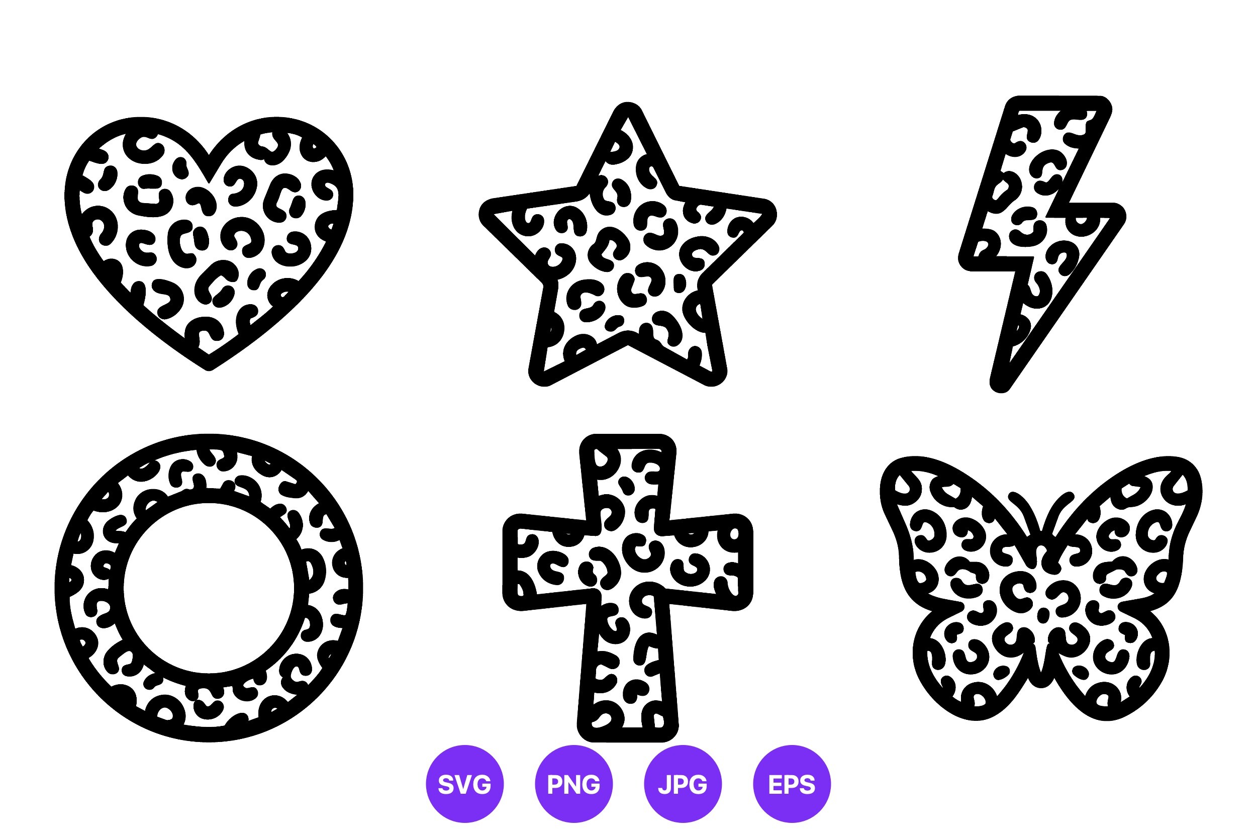 Leopard Print Heart Star Circle Cross Graphic by DesignVectx · Creative ...