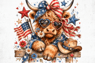 Patriotic Highland Cow PNG | America Cow Graphic by Craftcity ...