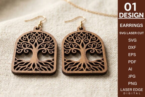 Tree Earrings Laser Cut SVG · Creative Fabrica