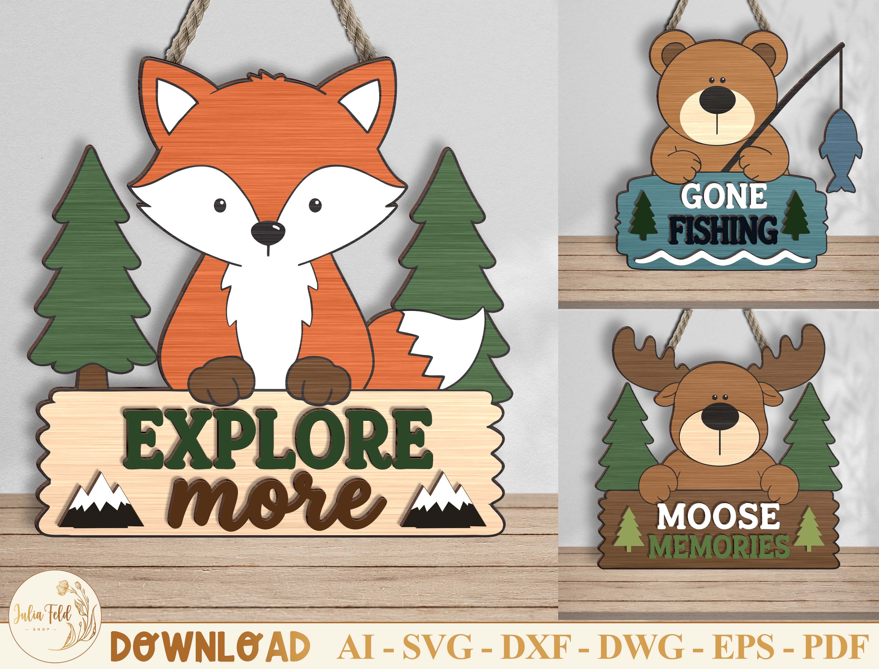 Woodland Animal Door Hanger SVG Bundle · Creative Fabrica
