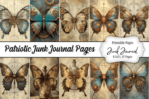 47 Steampunk Butterfly Junk Journal Kit Graphic by LoomedPages ...
