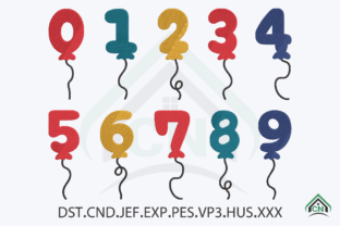Balloon Numbers Embroidery Design · Creative Fabrica