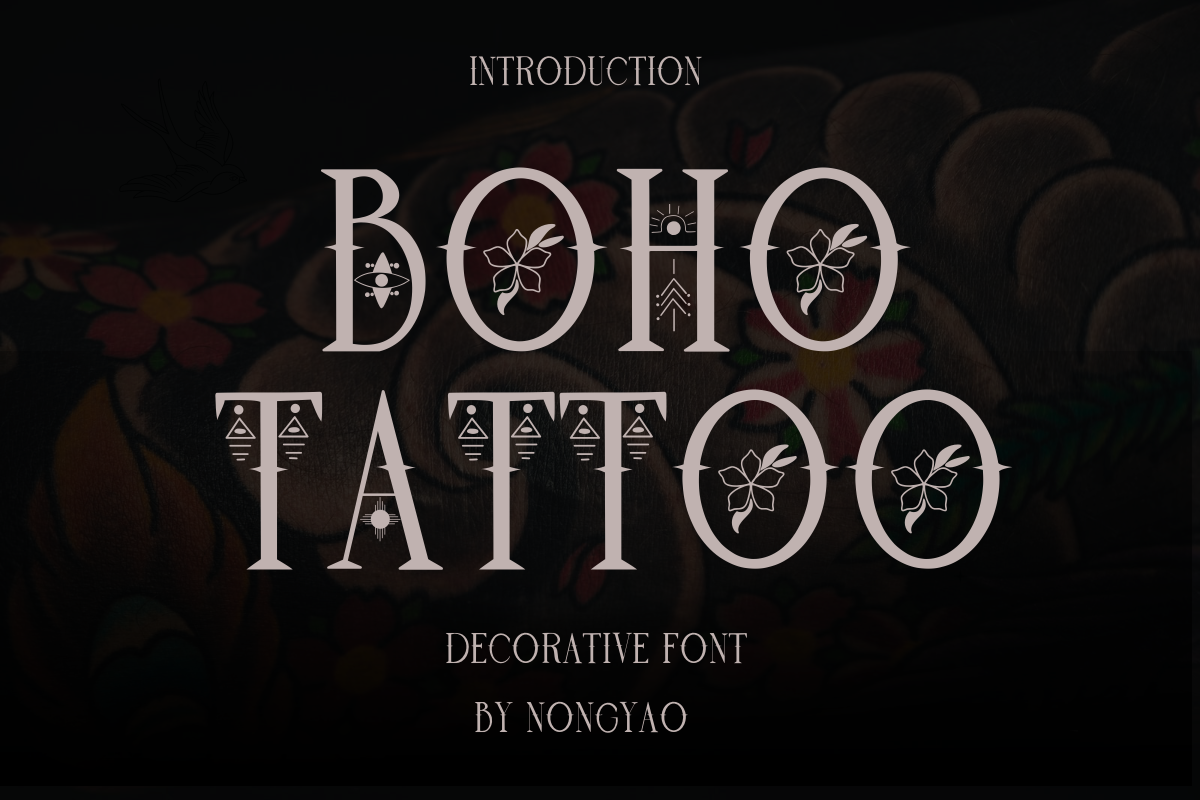 Boho Tattoo Font by Nongyao · Creative Fabrica